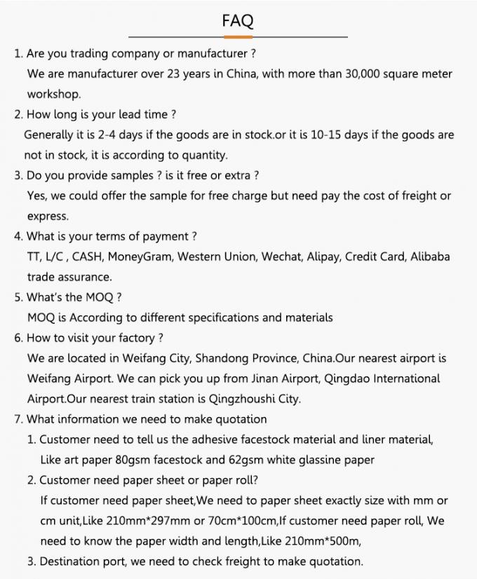 SGS One Proof Thermal Paper 60G Removable Adhesive Stickers