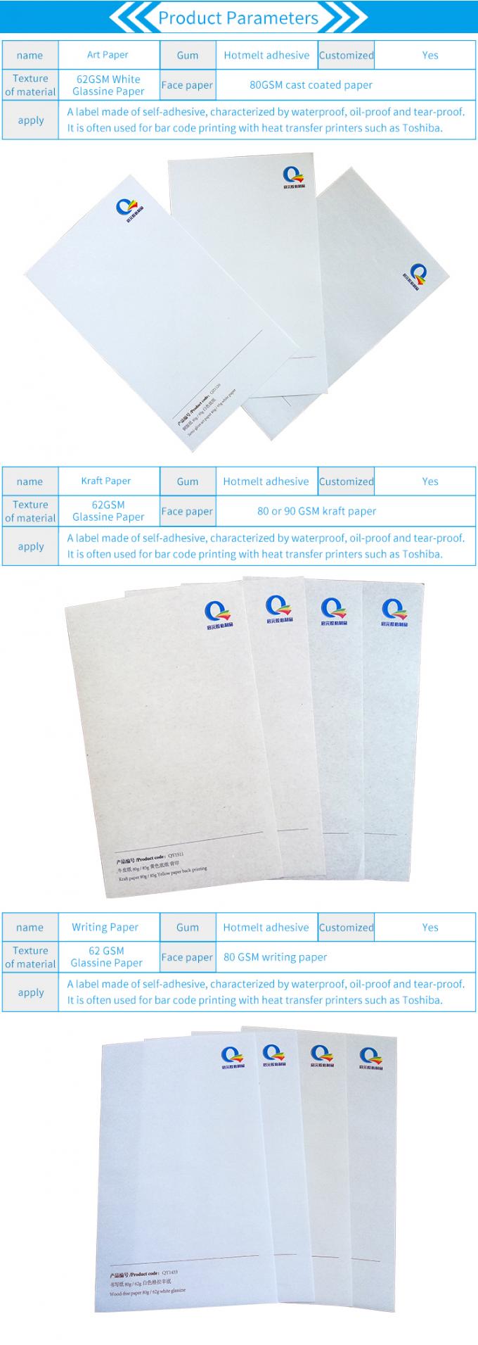 White Silicon Paper ISO 1080mm Blank Sheet Labels